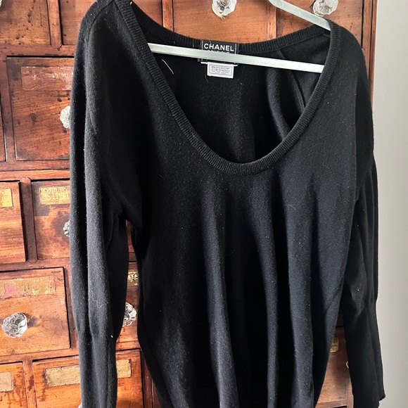 CHANEL | Sweaters | Vintage Chanel Deep Cut Sweater | Poshmark